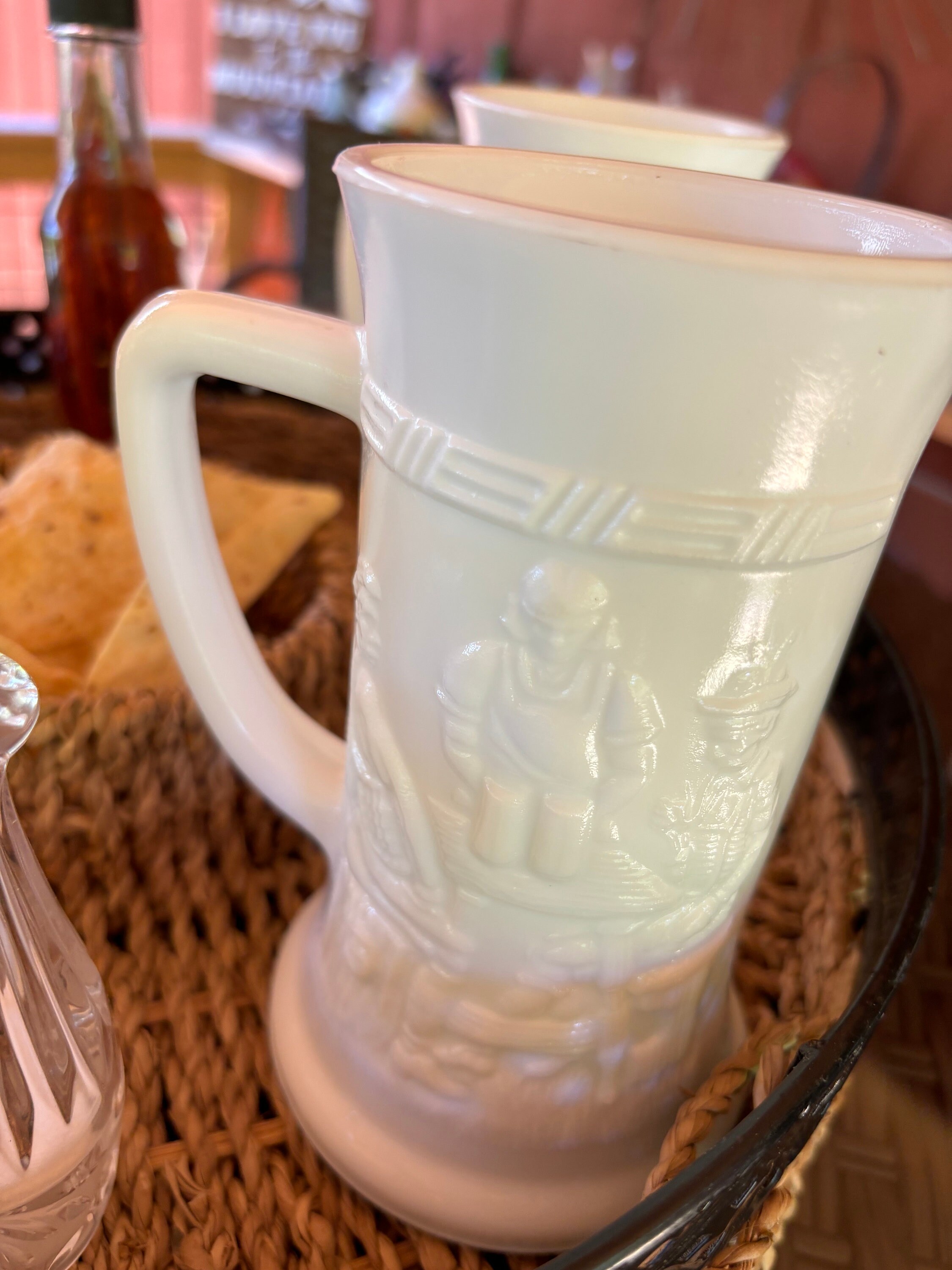 Federal Milk Glass Vintage Tankards Tall Pressed Glass W Handles Men ...