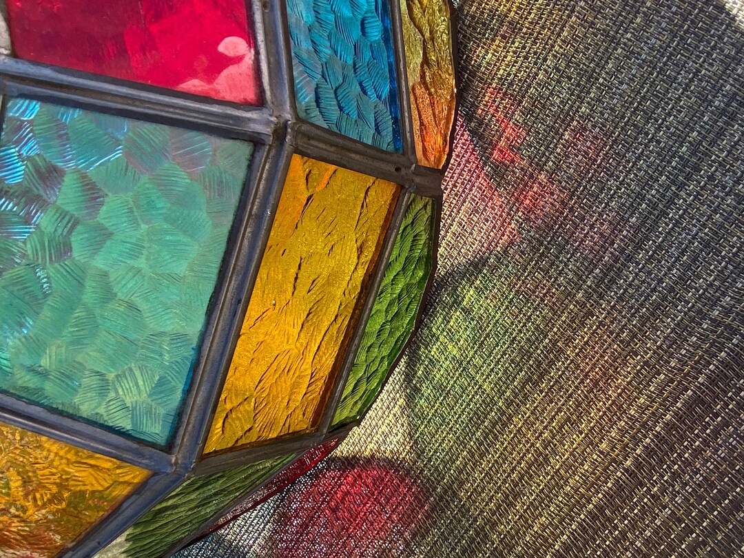 Stained Glass Leaded Lamp Shade Vintage Replacement Shade Stamped ...