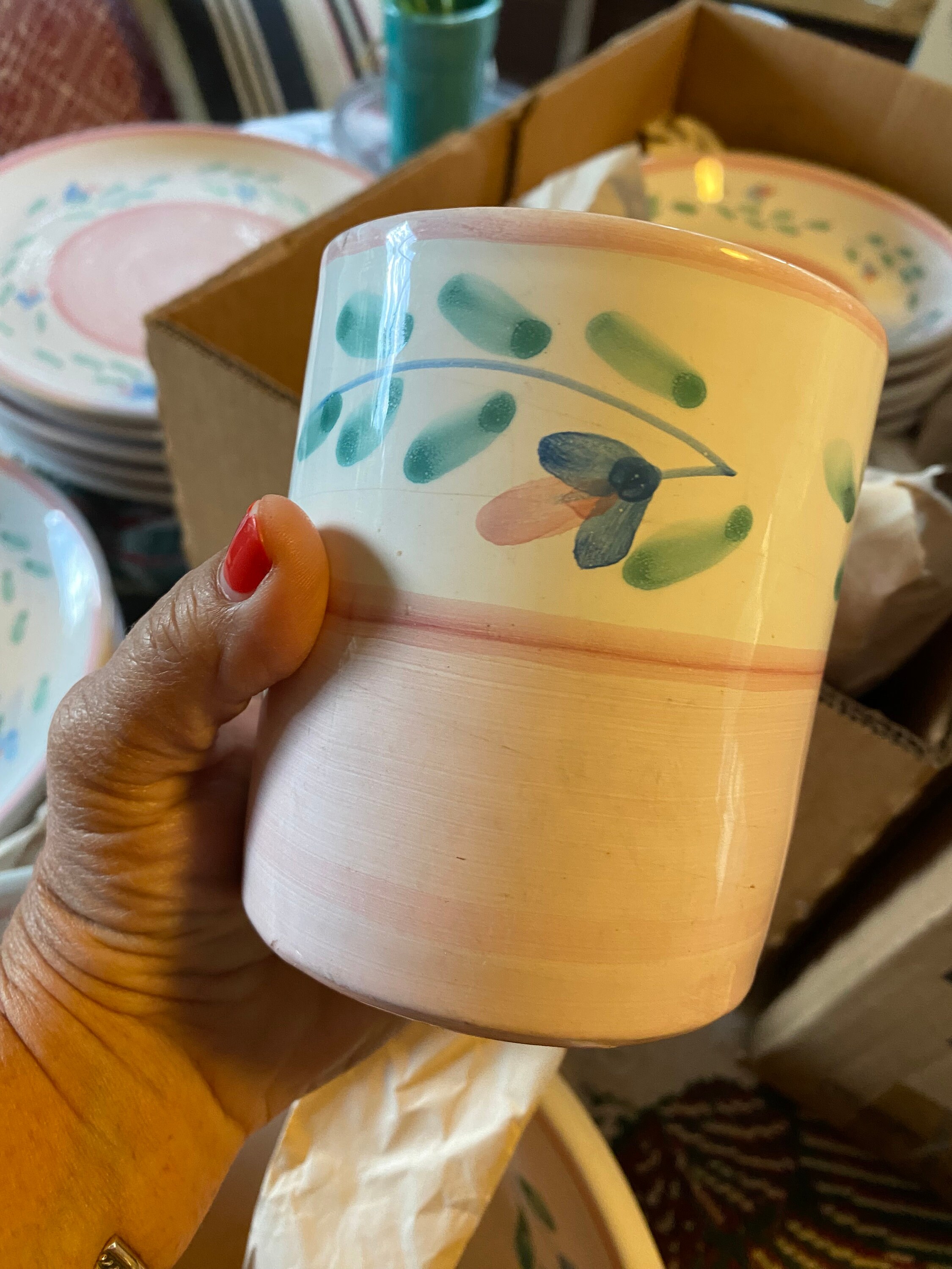 Caleca Pink Garland 4 Piece Placesetting Hand Painted in Italy ...