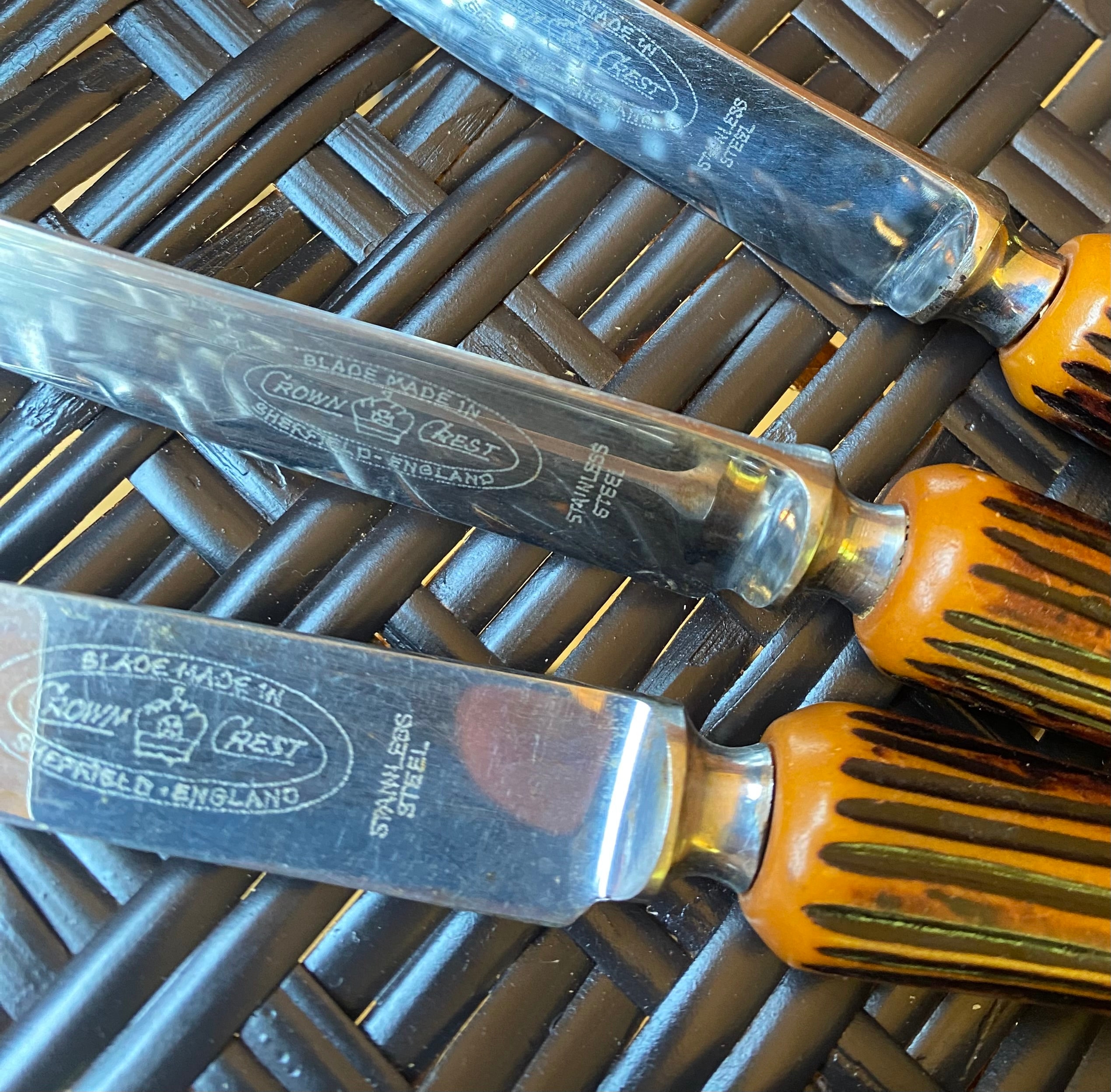 Crown Crest Dark Brown Antler Bone Handled Steak Knives Set of - Etsy