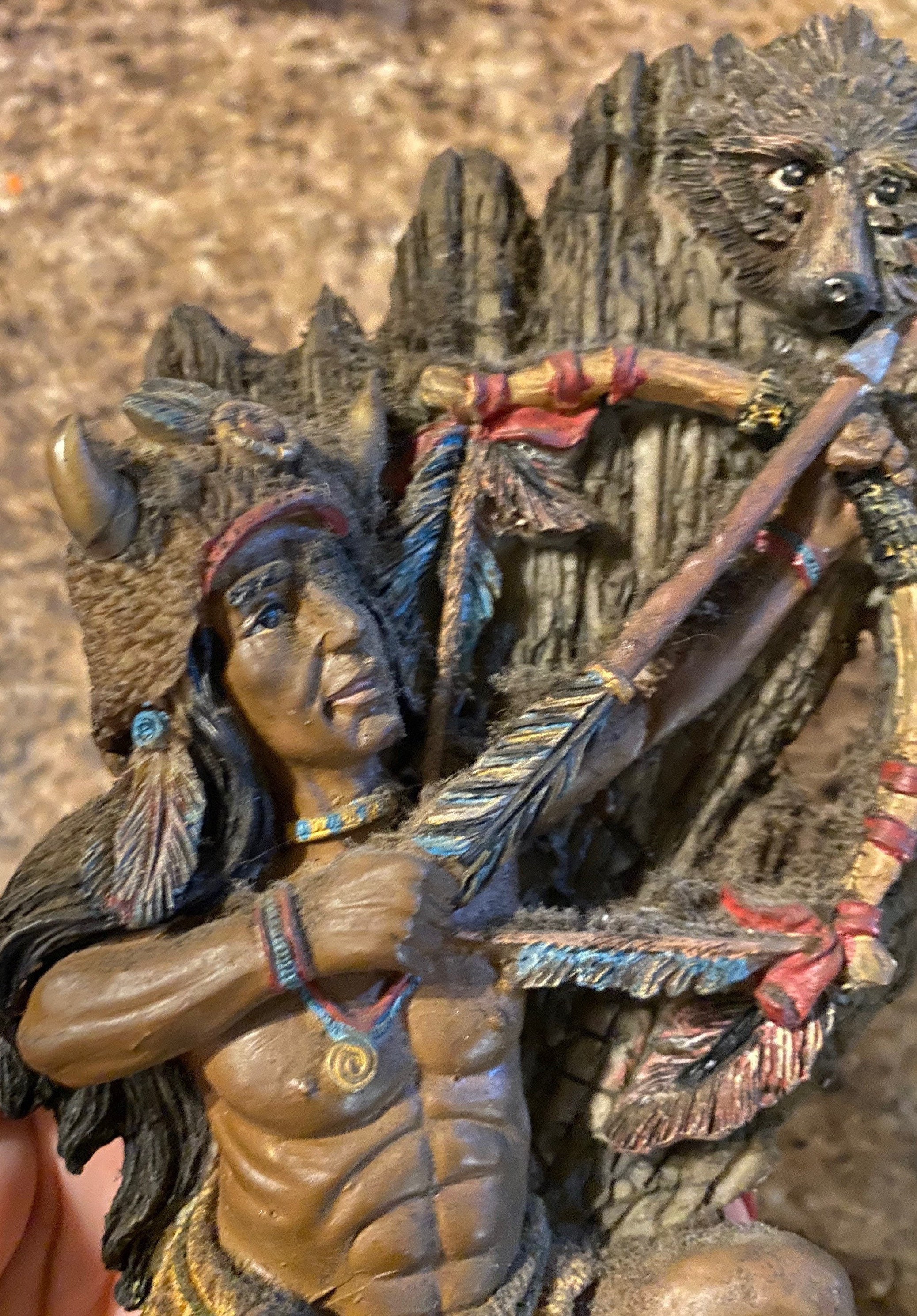 Vintage Resin Native American Statue Wall Art Warrior With Bow - Etsy
