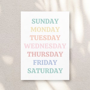 Pastel Days of the Week | Classroom Decor Elementary | Preschool ...