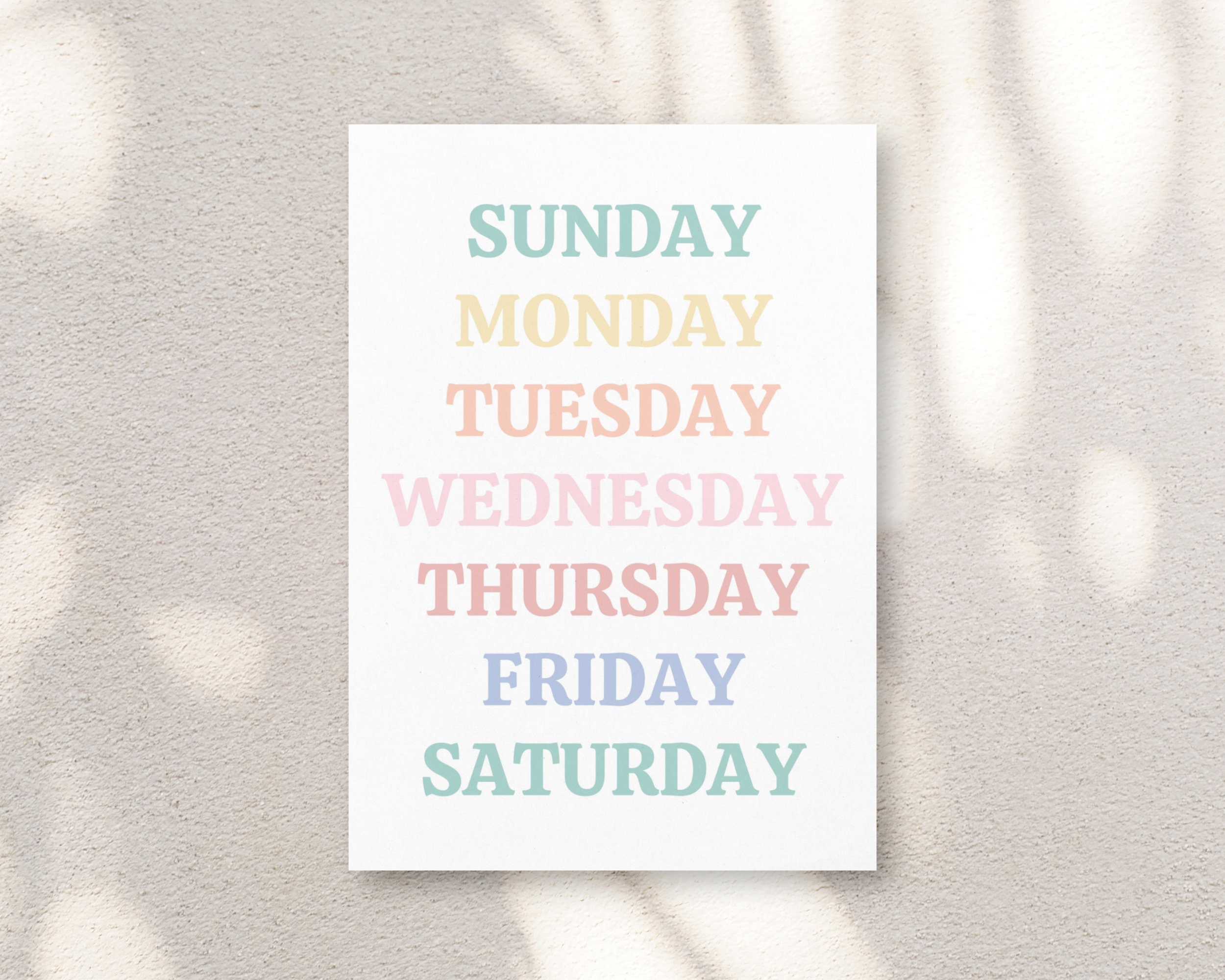 Pastel Days of the Week | Classroom Decor Elementary | Preschool ...