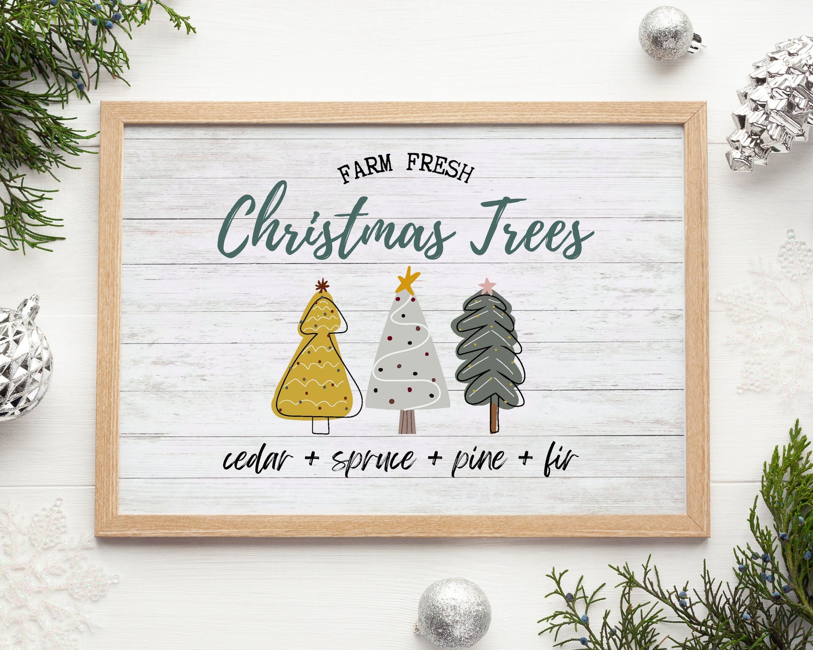Rustic Wood Christmas Sign | Farmhouse Christmas Print | Christmas Tree ...