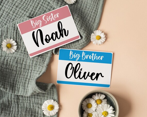 Big Brother Big Sister Baby Name Tag Baby Announcement - Etsy