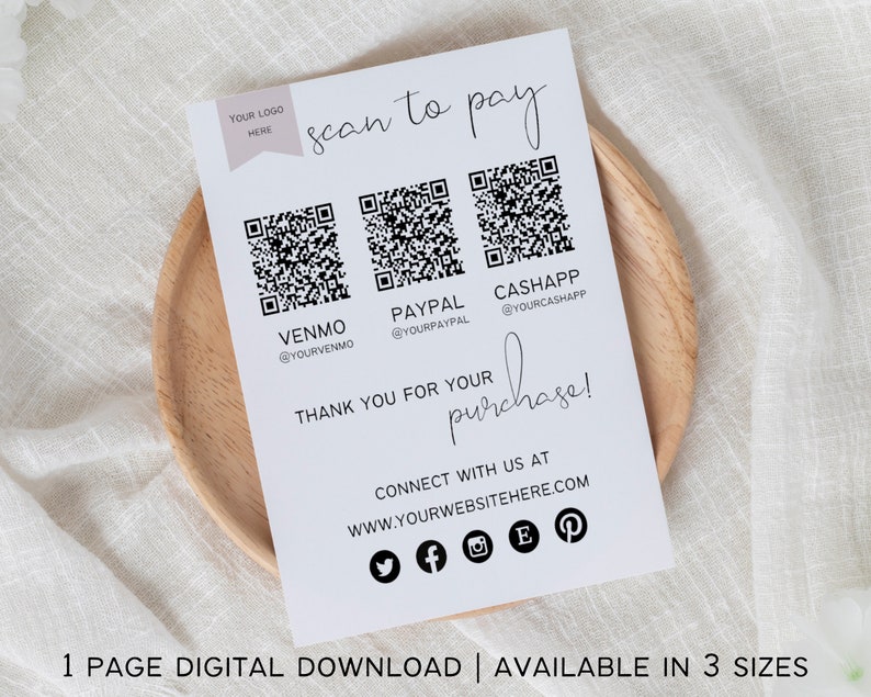 QR Code Sign Scan to Pay Payment Sign Vendor Payment - Etsy