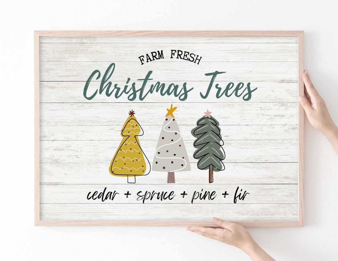 Rustic Wood Christmas Sign | Farmhouse Christmas Print | Christmas Tree ...