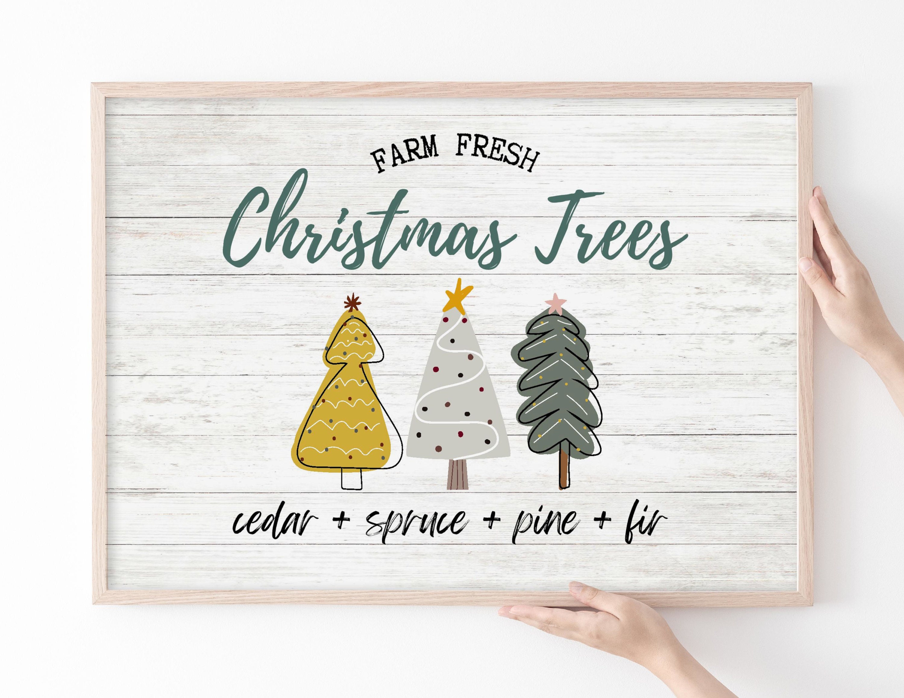 Rustic Wood Christmas Sign | Farmhouse Christmas Print | Christmas Tree ...