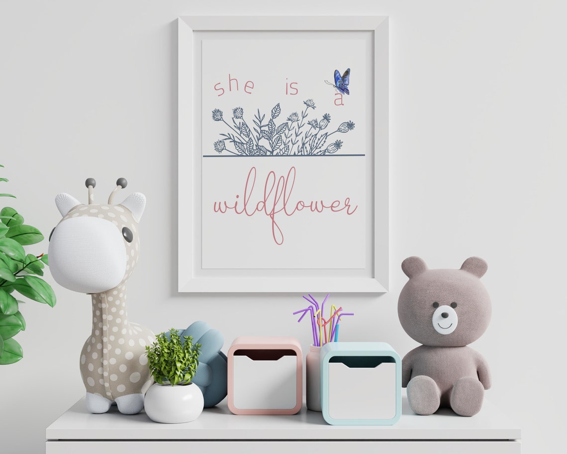 Wildflower Print Girls Bedroom Sign Girl Nursery Decor | Etsy