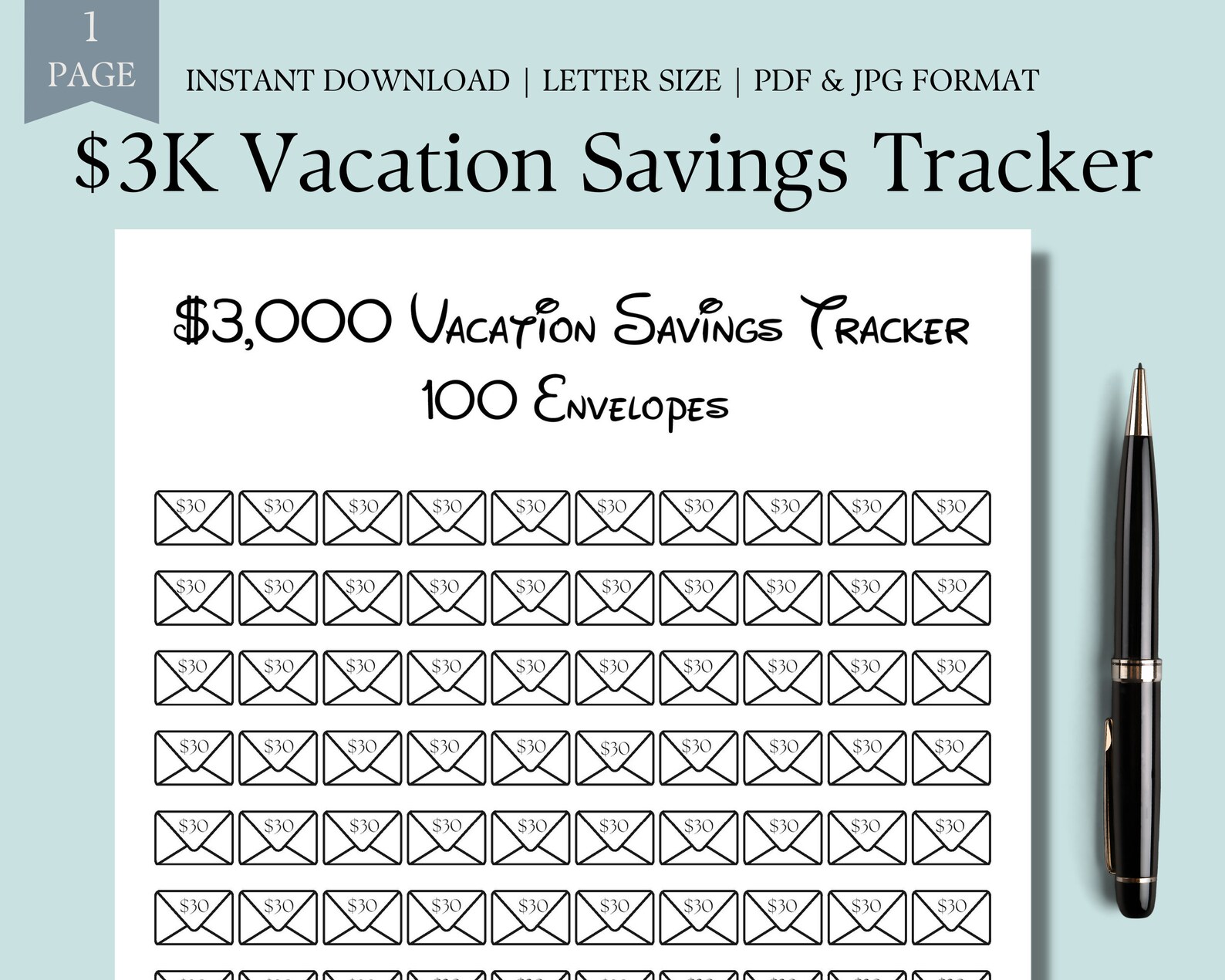 100 Envelope Challenge Savings Tracker 3000 Savings - Etsy