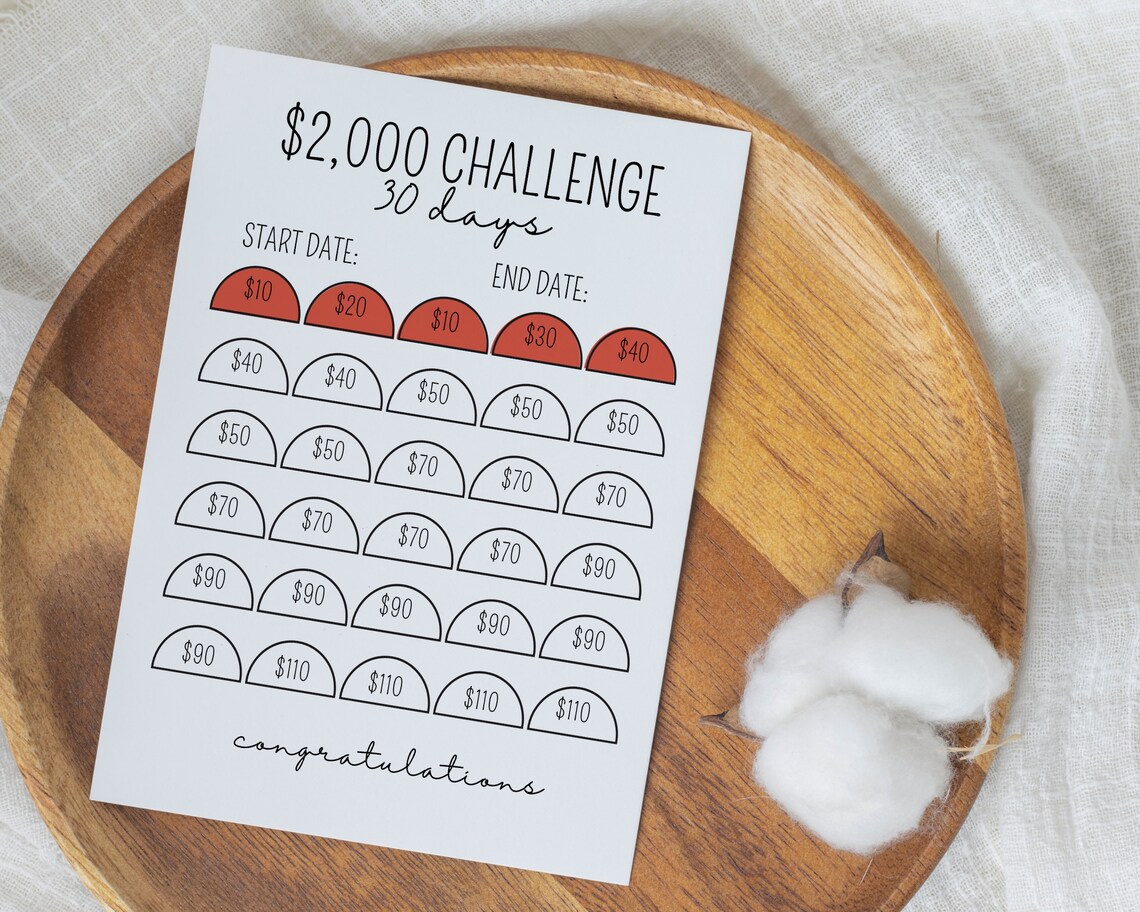 2K 30 Day Challenge 2000 Saving Challenges 2K Money - Etsy