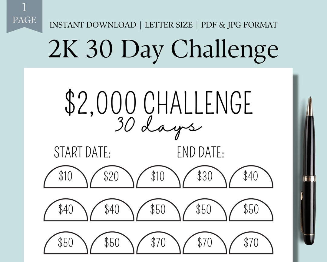 2K 30 Day Challenge | 2,000 Saving Challenges | 2K Money Challenge ...