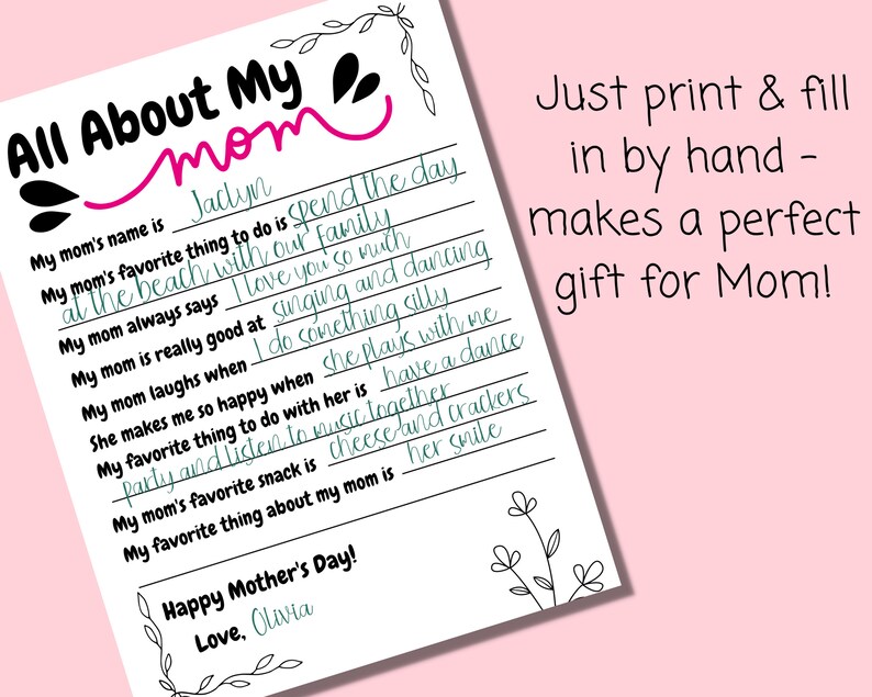 All About My Mom Mother's Day Coloring Pages Kids - Etsy