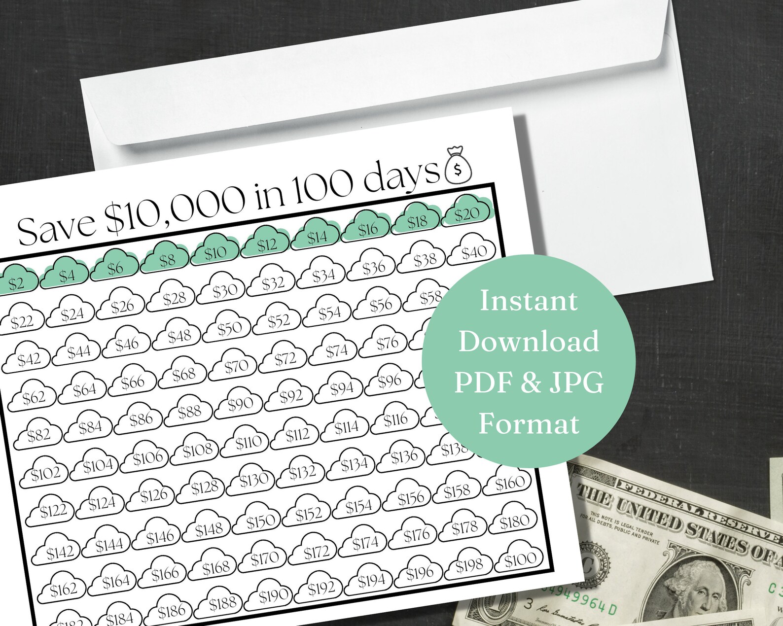 Savings Tracker | 10,000 Savings Challenge | Money Saving Challenge ...