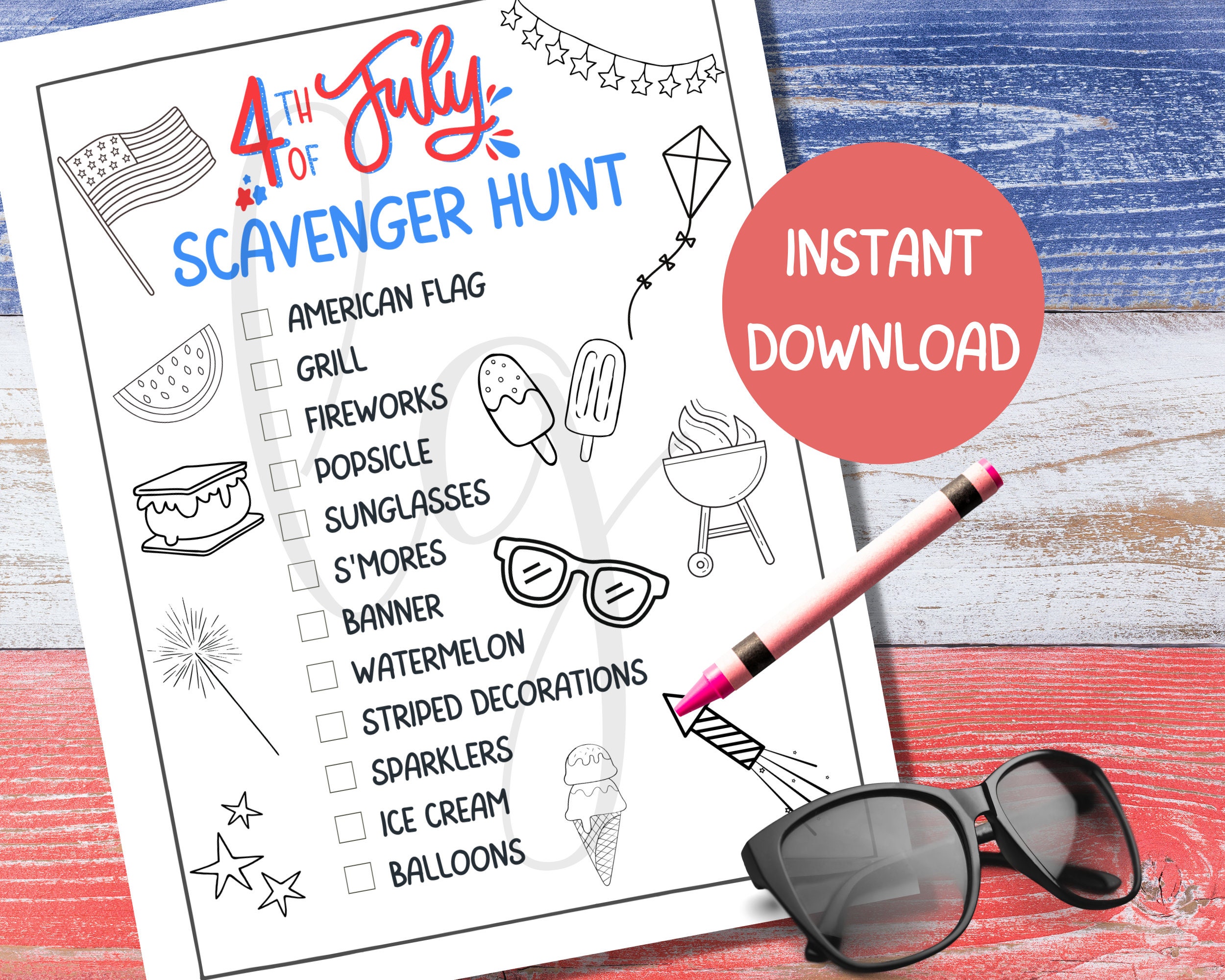 Scavenger Hunt | Worksheets for Kids | Backyard Games | 4th of July ...