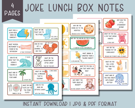 Joke Lunch Box Notes for Kids Lunchbox Notes Lunchbox Note - Etsy