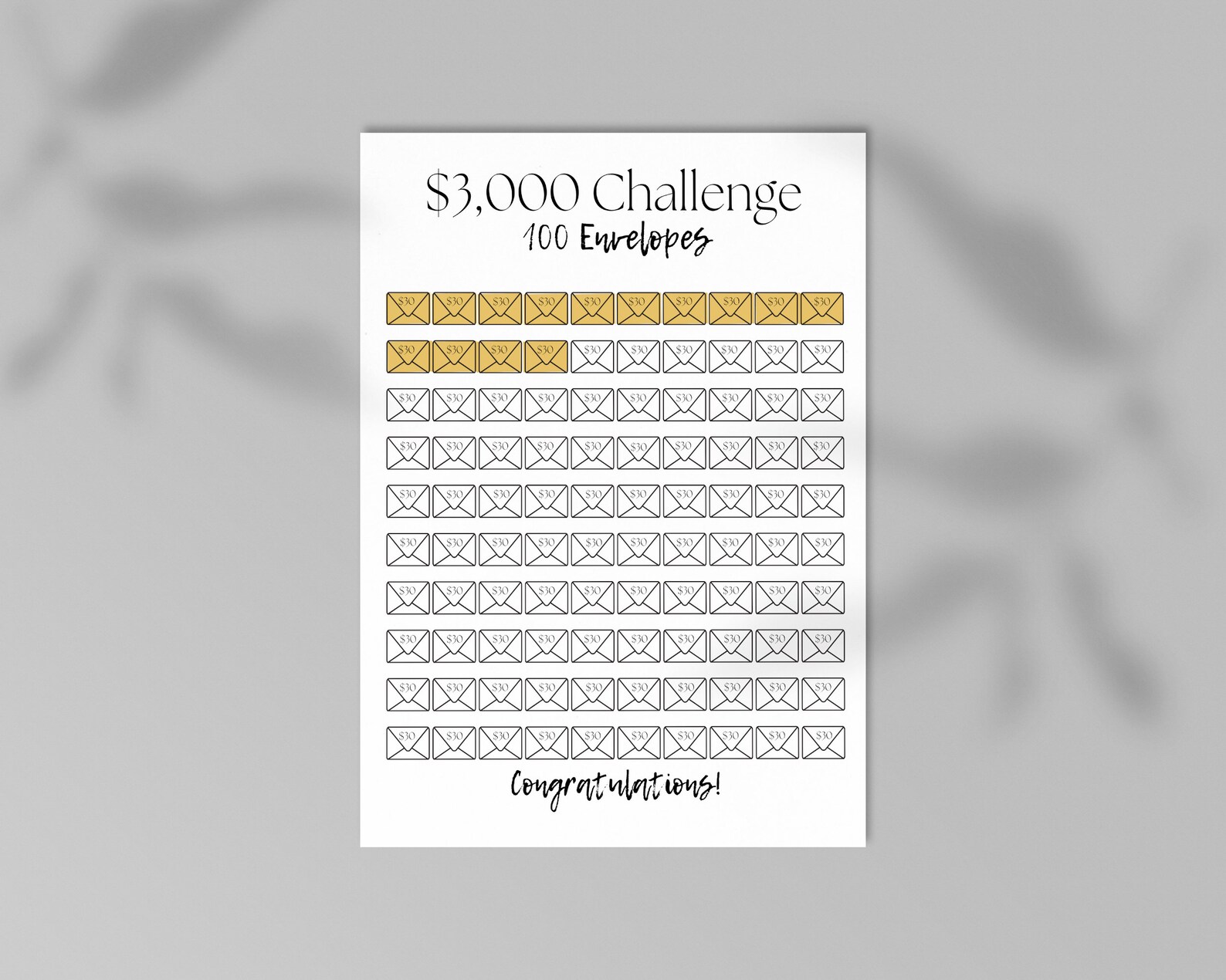 100 Envelope Challenge Savings Tracker 3000 Savings - Etsy