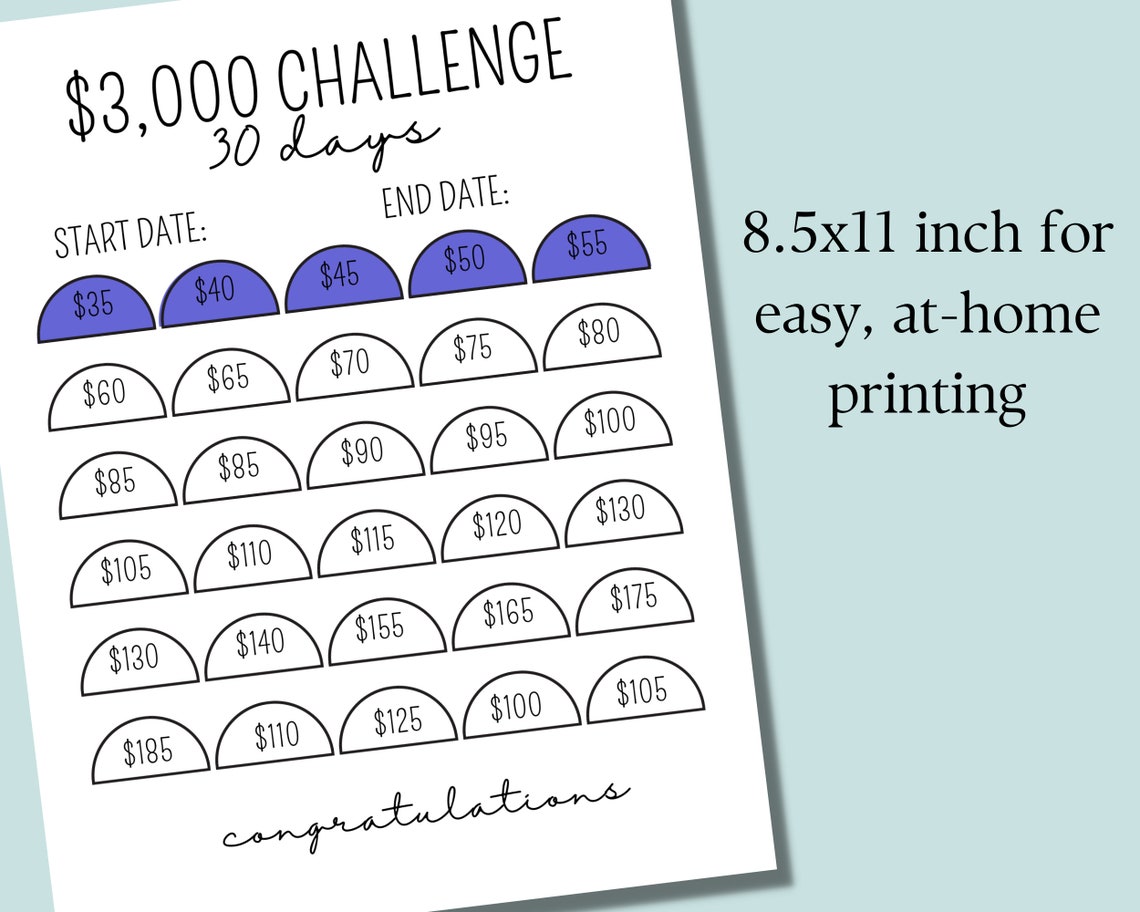 3K 30 Day Challenge 3000 Saving Challenges 3K Money - Etsy
