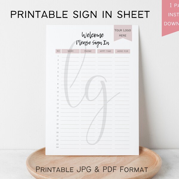 Spa Client Sign in Sheet - Etsy