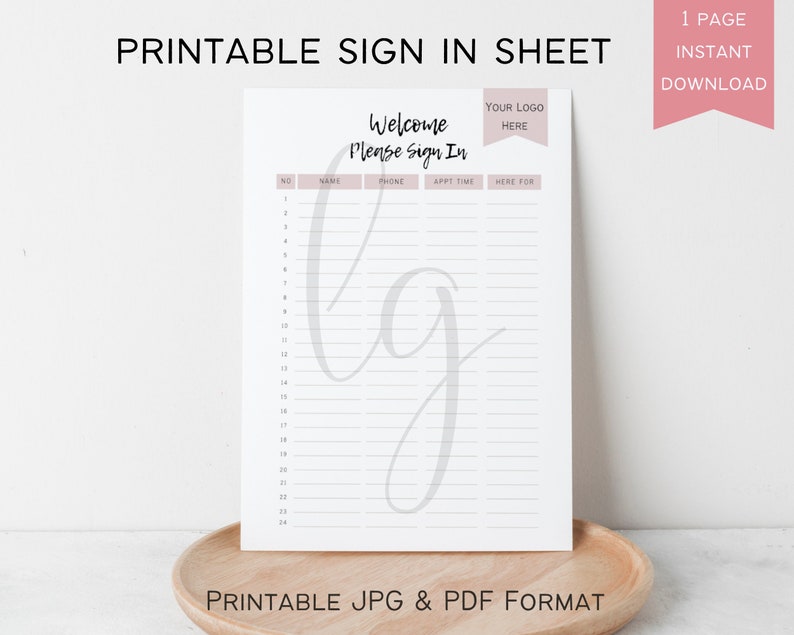 Editable Sign in Sheet Printable Salon Sign in Client Sign - Etsy