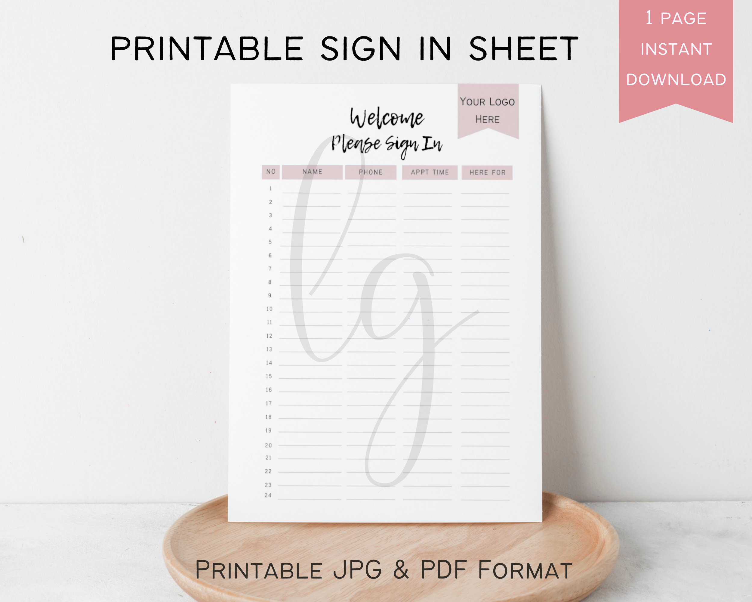 Editable Sign in Sheet Printable Salon Sign in Client Sign - Etsy