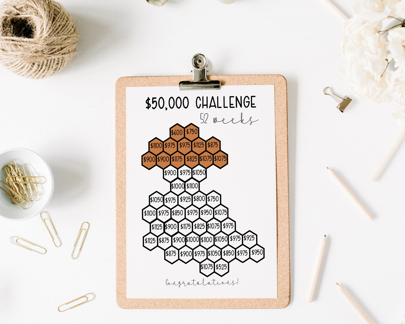 50K 52 Week Savings Challenge 50000 Saving Challenges 50K - Etsy