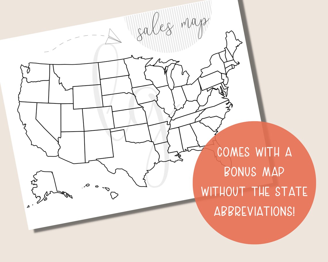 Sales Map United States Map Sales Tracker US Map Print - Etsy