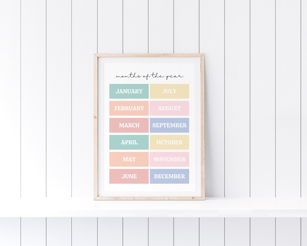 Pastel Months of the Year Poster | Classroom Decor Elementary ...