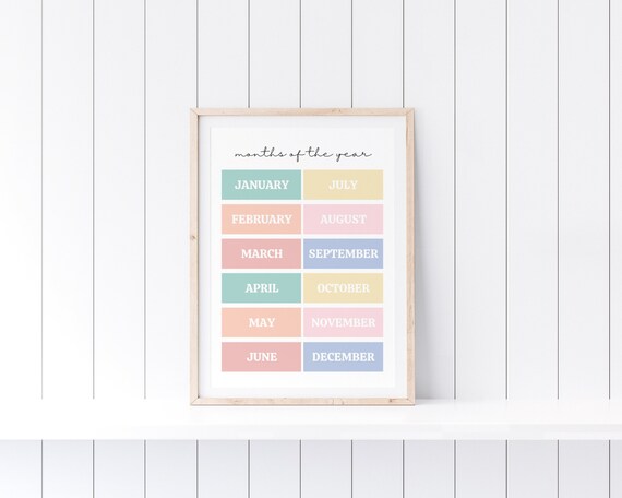 Pastel Months of the Year Poster Classroom Decor Elementary - Etsy