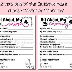 All About My Mom | Mother's Day Coloring Pages | Kids Activity for Mom ...