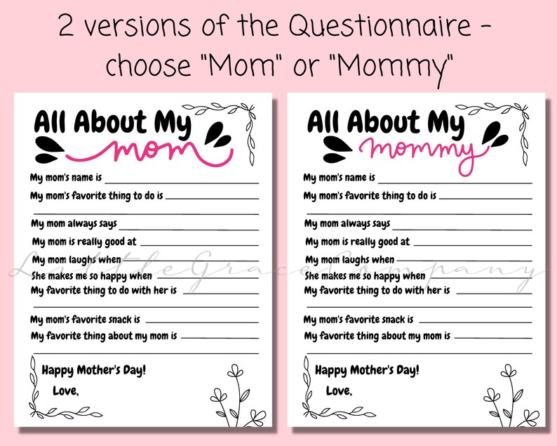 All About My Mom Mother's Day Coloring Pages Kids - Etsy