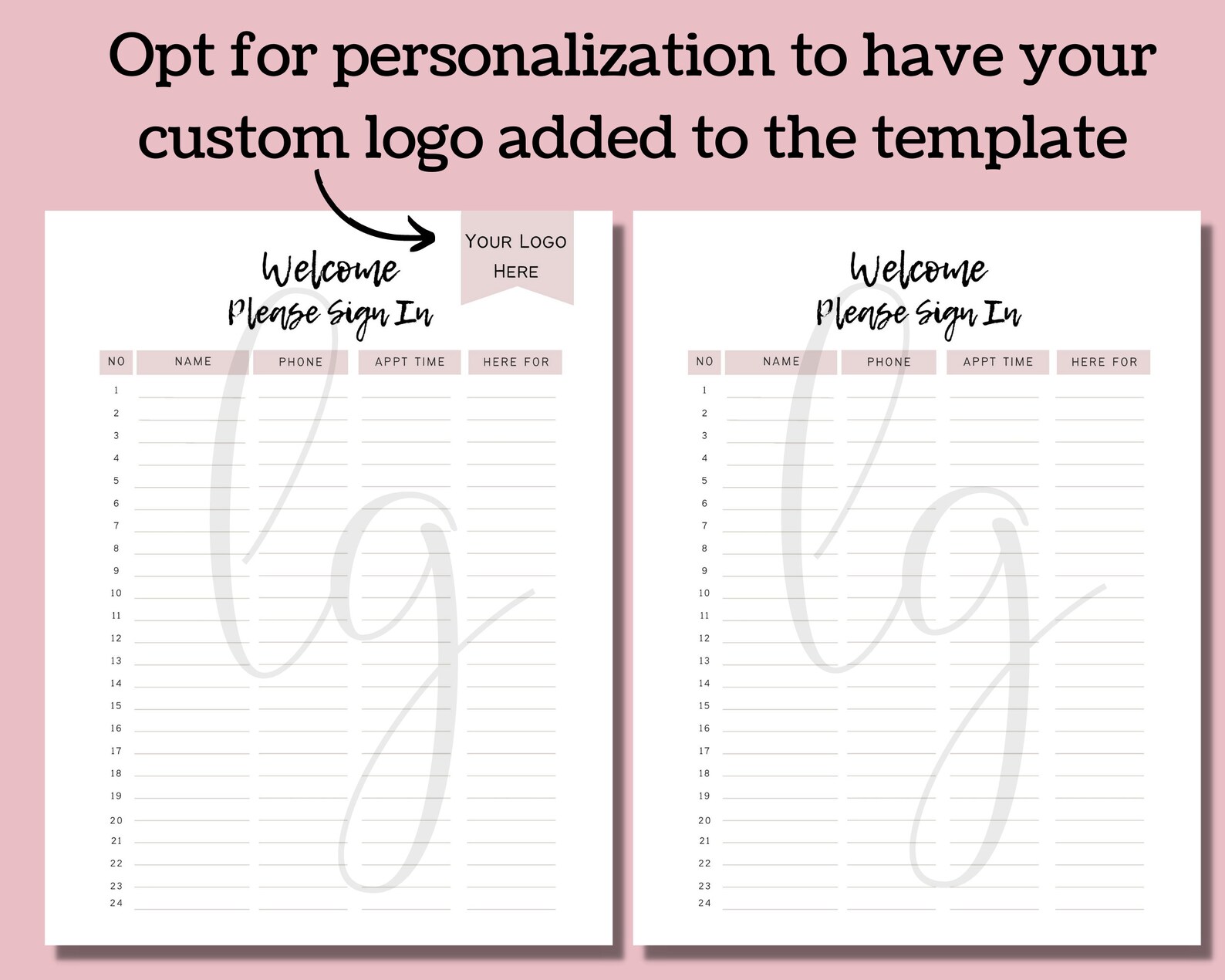 Editable Sign in Sheet Printable Salon Sign in Client Sign - Etsy