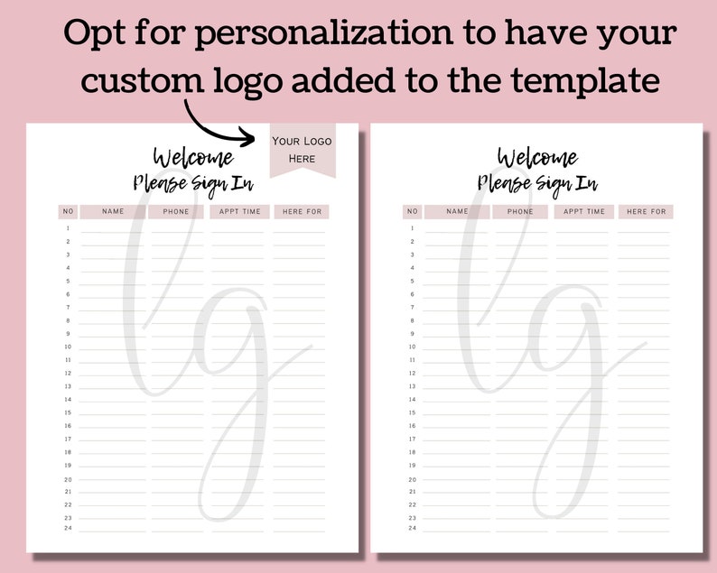 Editable Sign in Sheet Printable Salon Sign in Client Sign - Etsy