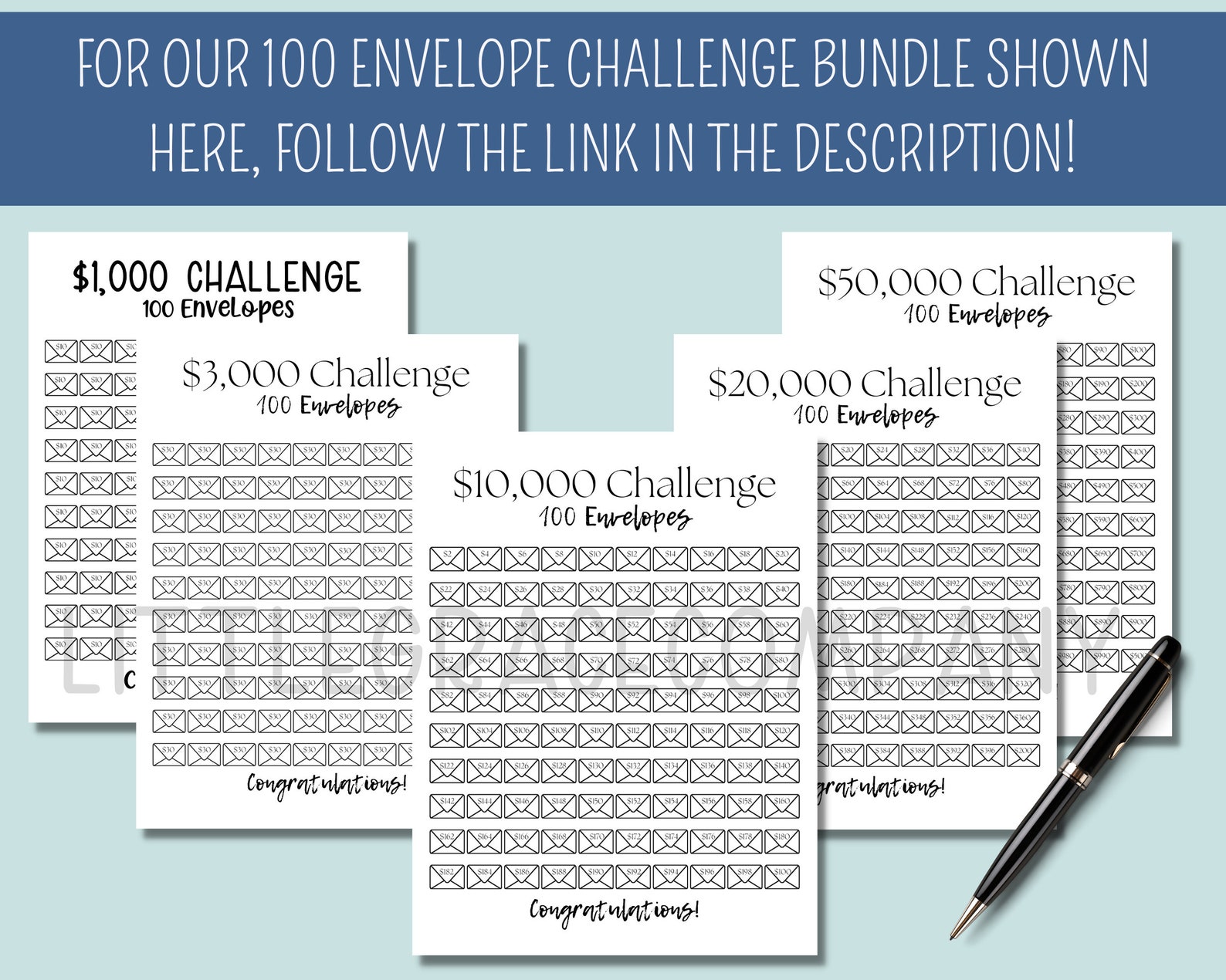 100 Envelope Challenge | Savings Tracker | 3,000 Savings Challenge ...