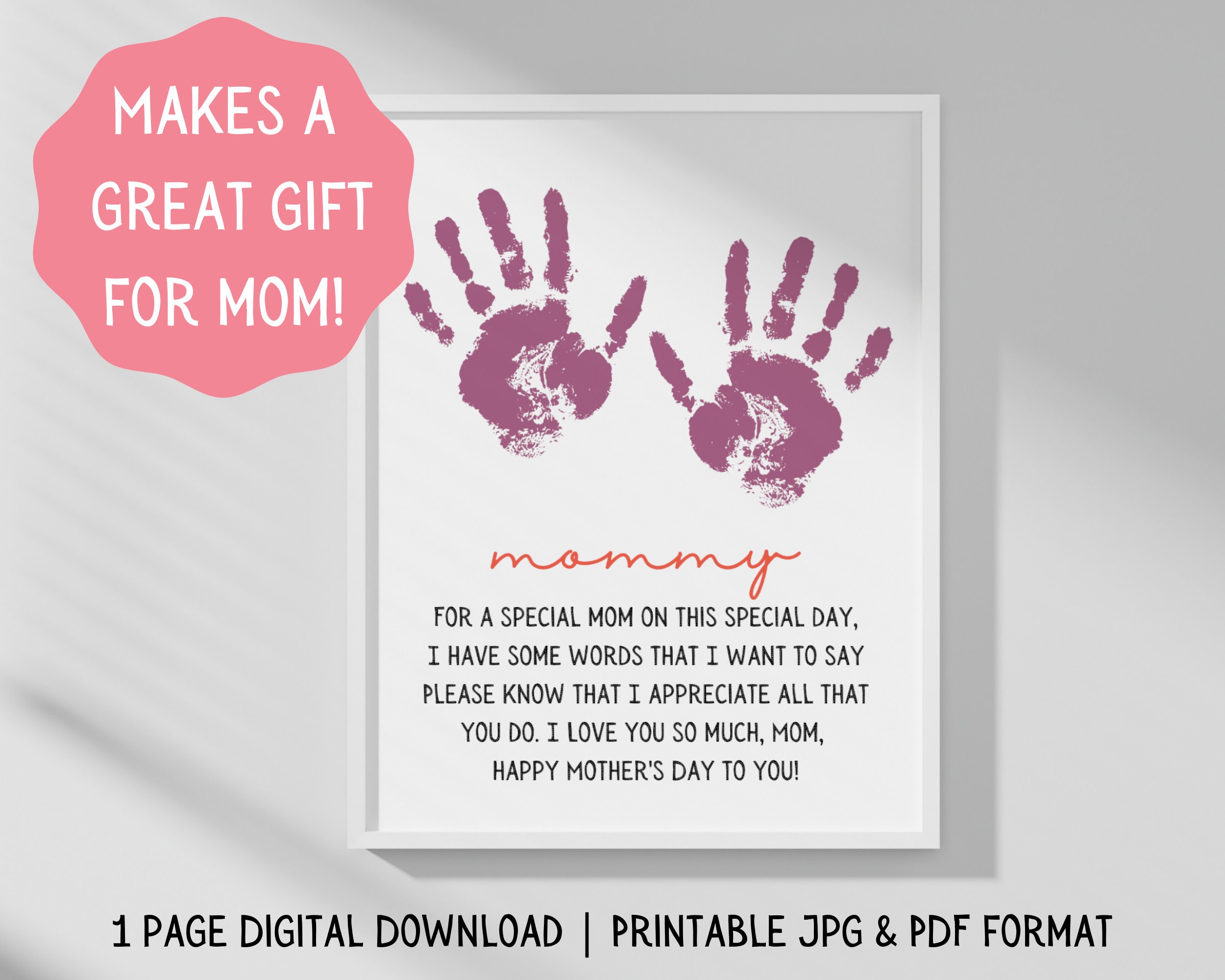 Mother's Day Handprint Art Handprint Kids Activity - Etsy