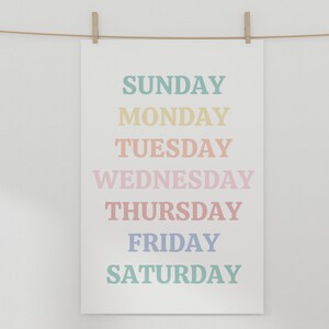 Pastel Days of the Week | Classroom Decor Elementary | Preschool ...