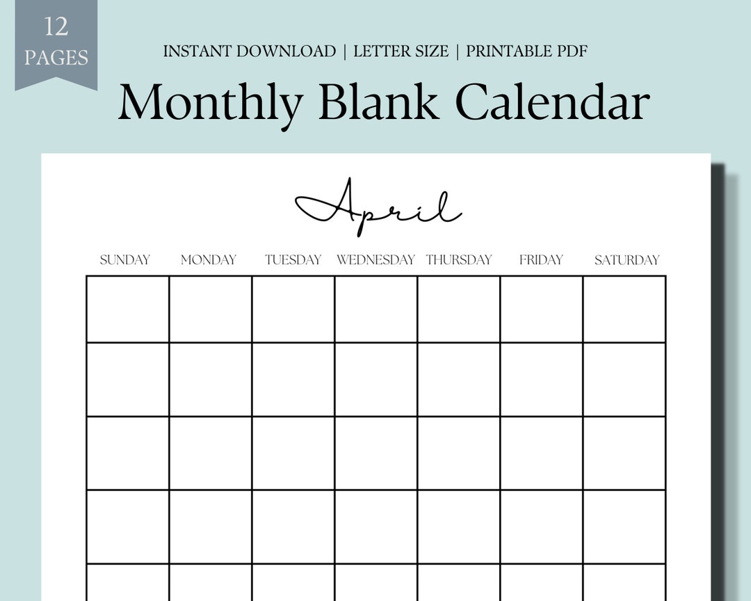 Blank Monthly Calendar | Desk Calendar 2022 | 2022 Calendar Printable ...