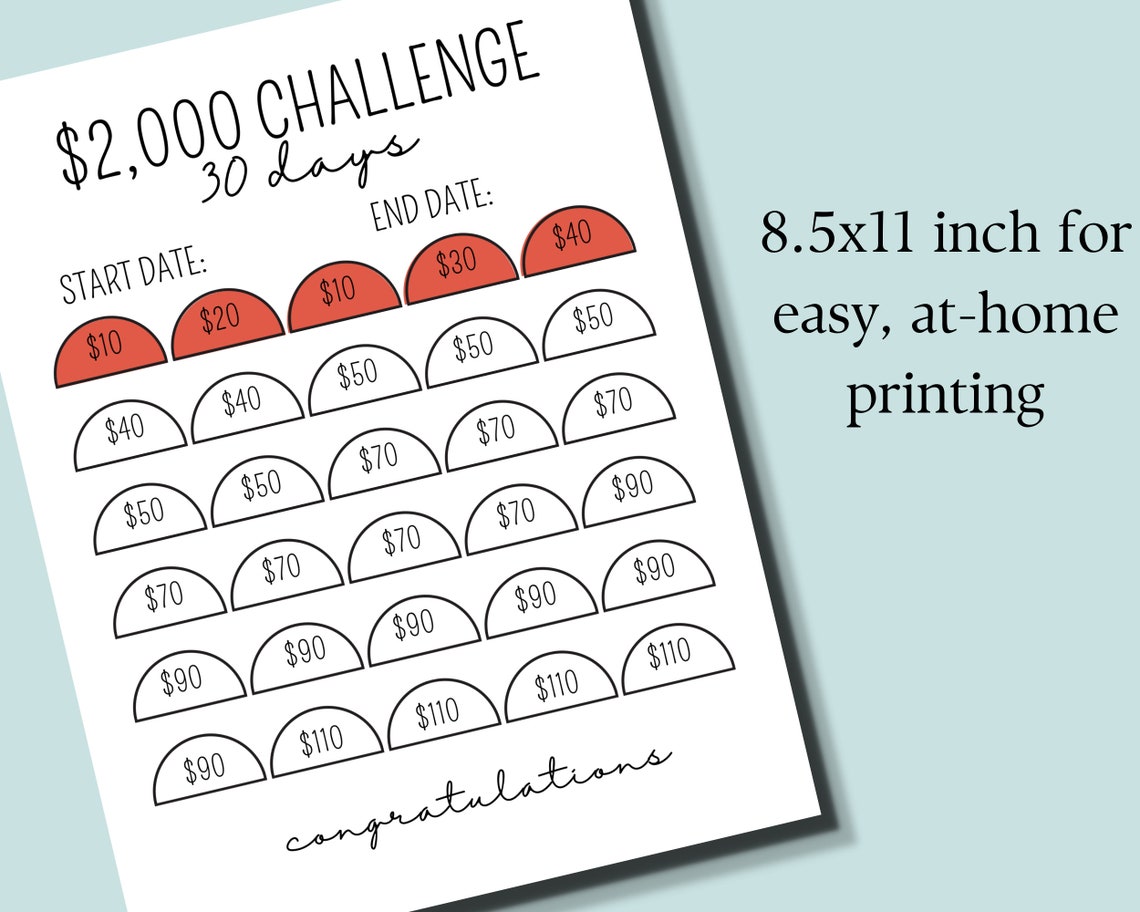 2K 30 Day Challenge 2000 Saving Challenges 2K Money - Etsy