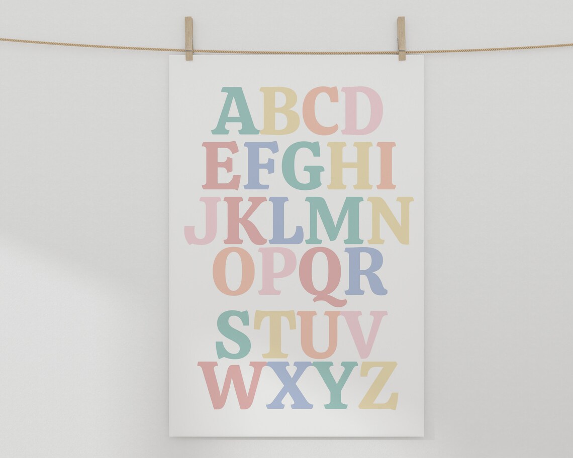 Pastel Alphabet Poster Classroom Decor Elementary - Etsy
