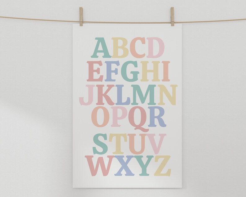 Pastel Alphabet Poster Classroom Decor Elementary - Etsy