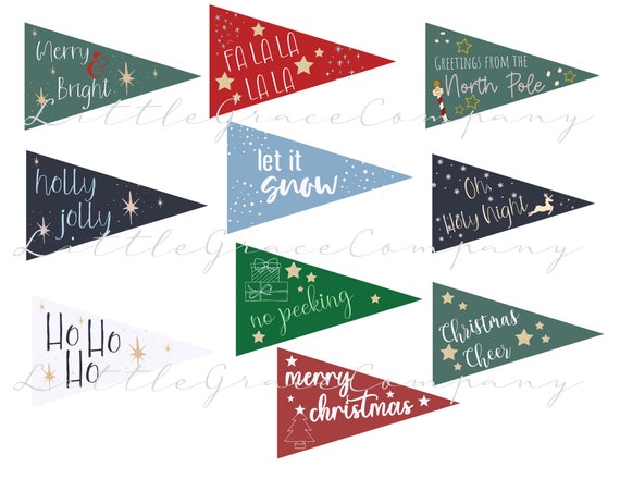 Printable Flag Holiday Christmas Flags Christmas Pennant | Etsy
