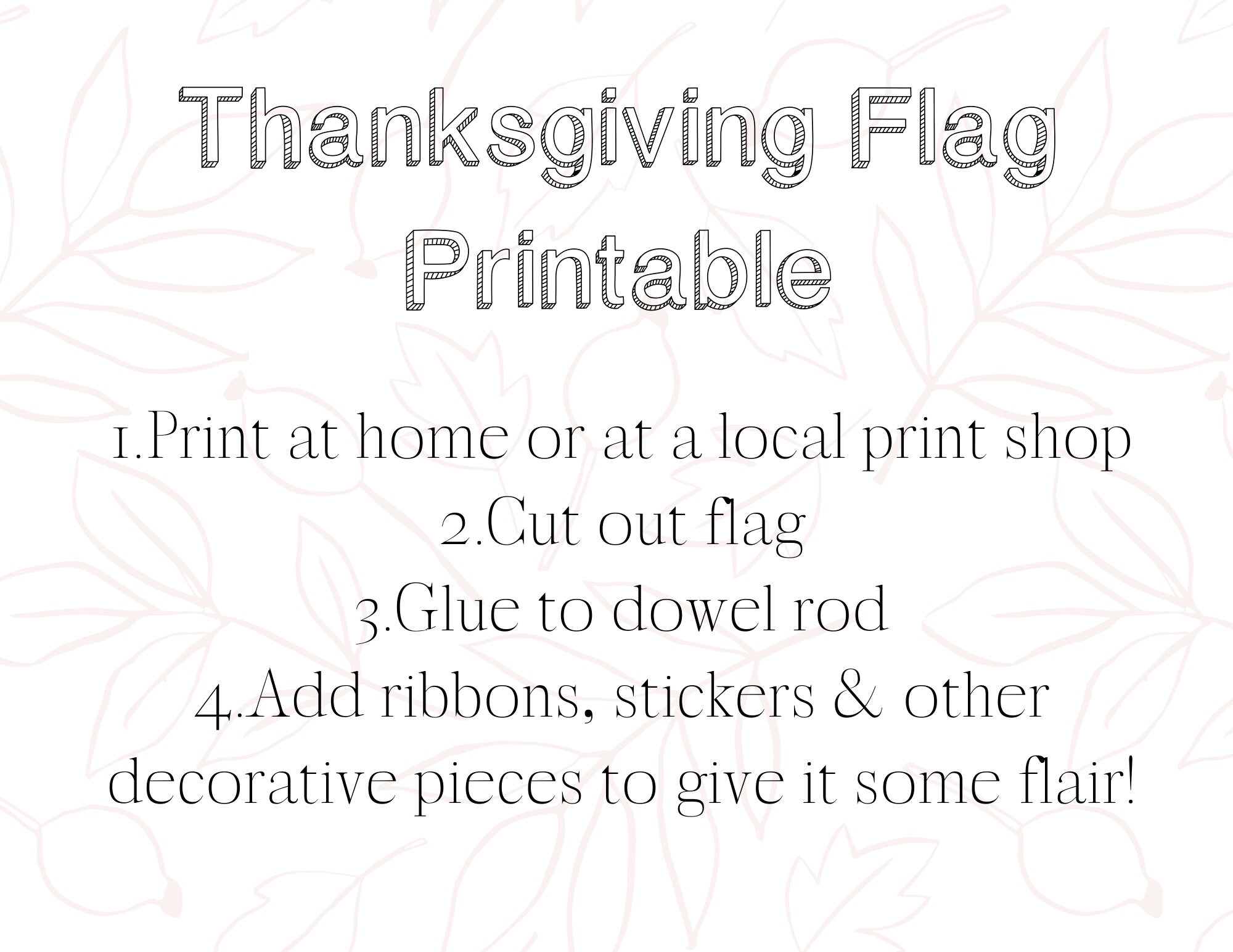 Printable Flag | Thanksgiving Table Decor | Thanksgiving Flag | Fall ...