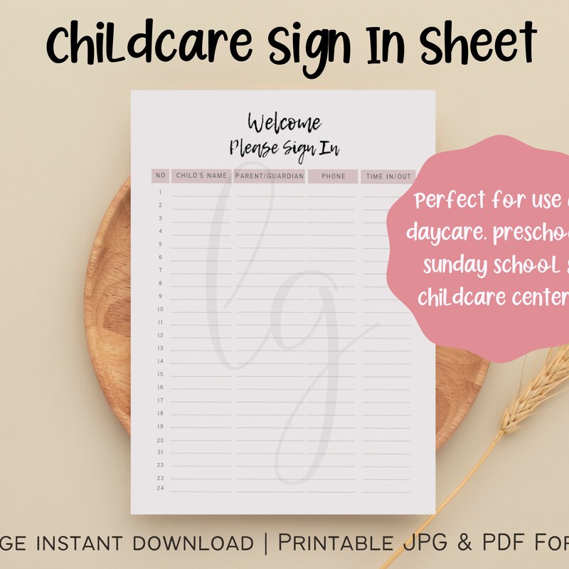 Childcare Sign In - Etsy