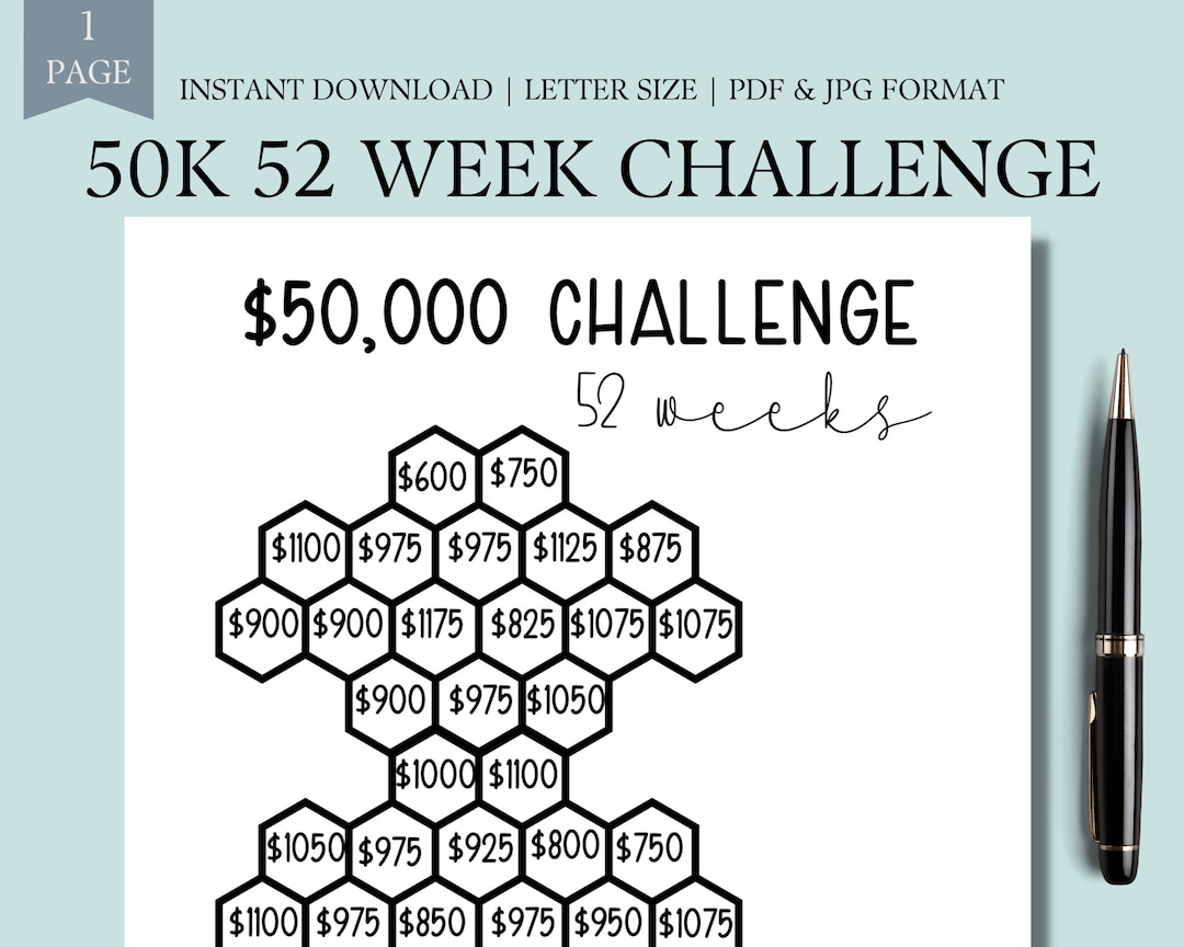 50K 52 Week Savings Challenge | 50,000 Saving Challenges | 50K Money ...