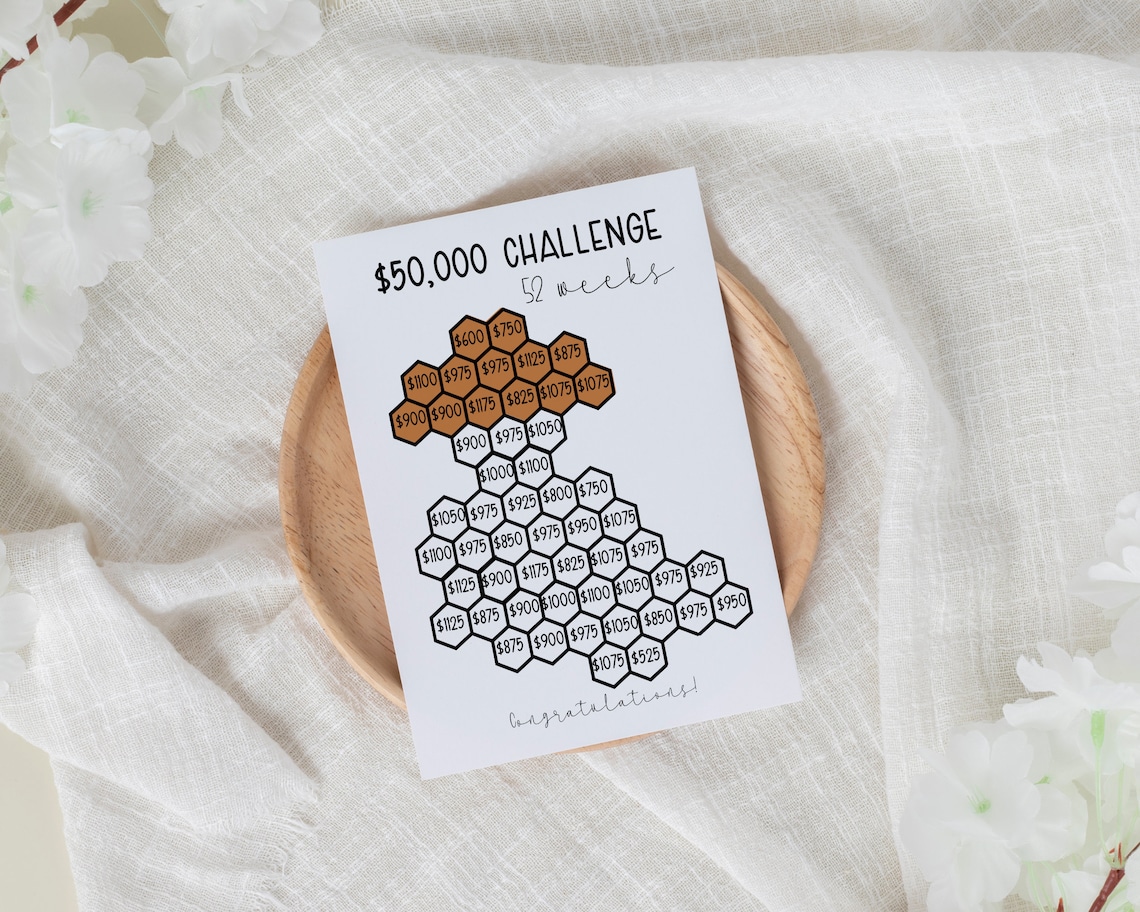 50K 52 Week Savings Challenge 50000 Saving Challenges 50K - Etsy