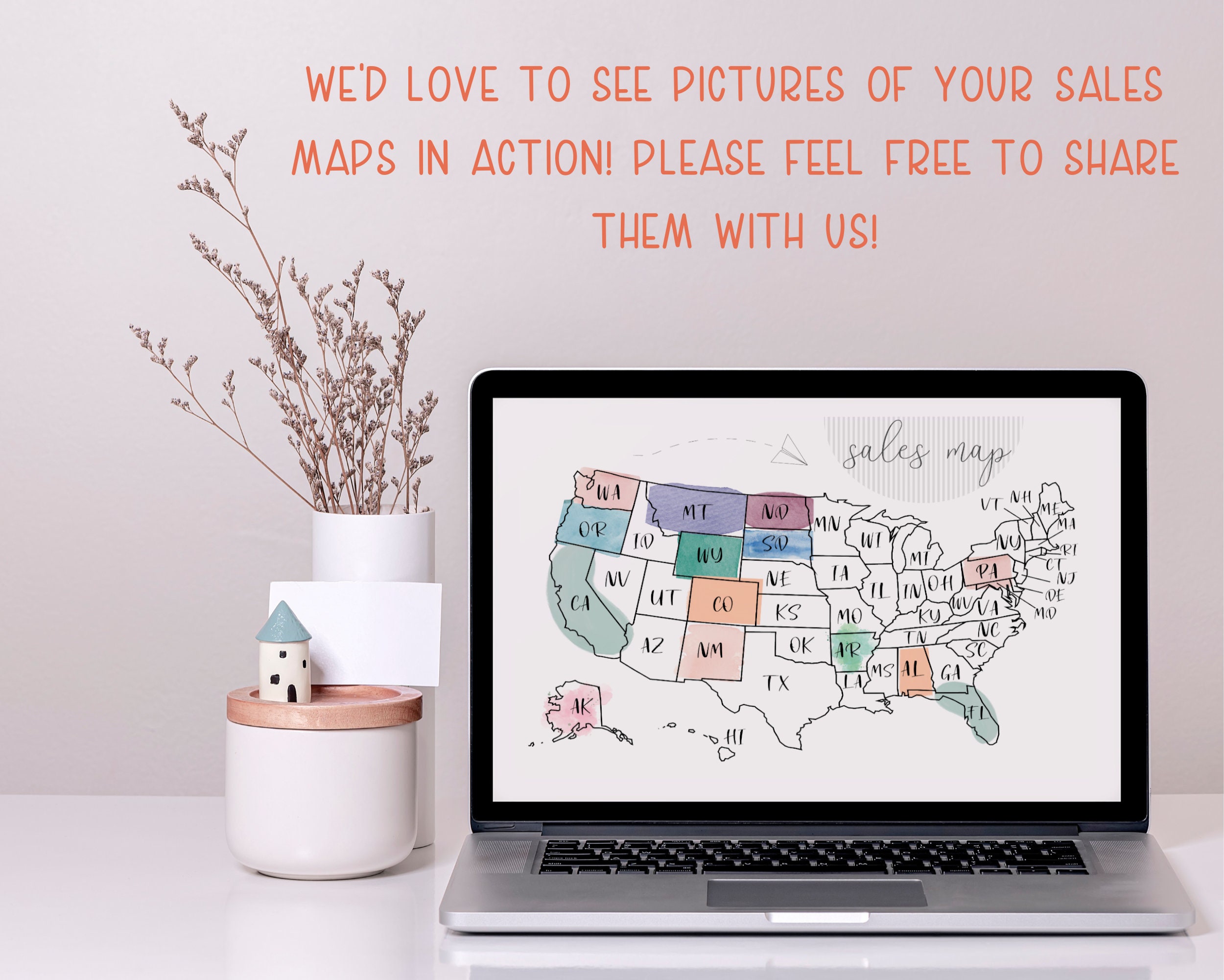 Sales Map United States Map Sales Tracker US Map Print - Etsy