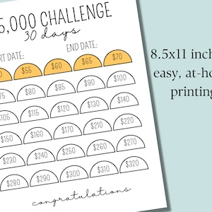 5K 30 Day Challenge | 5,000 Saving Challenges | Money Challenge | Savings Tracker | Savings Goal ...