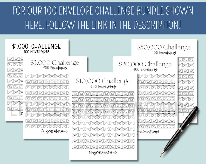 100 Envelope Challenge | Savings Tracker | 100,000 Savings Challenge ...
