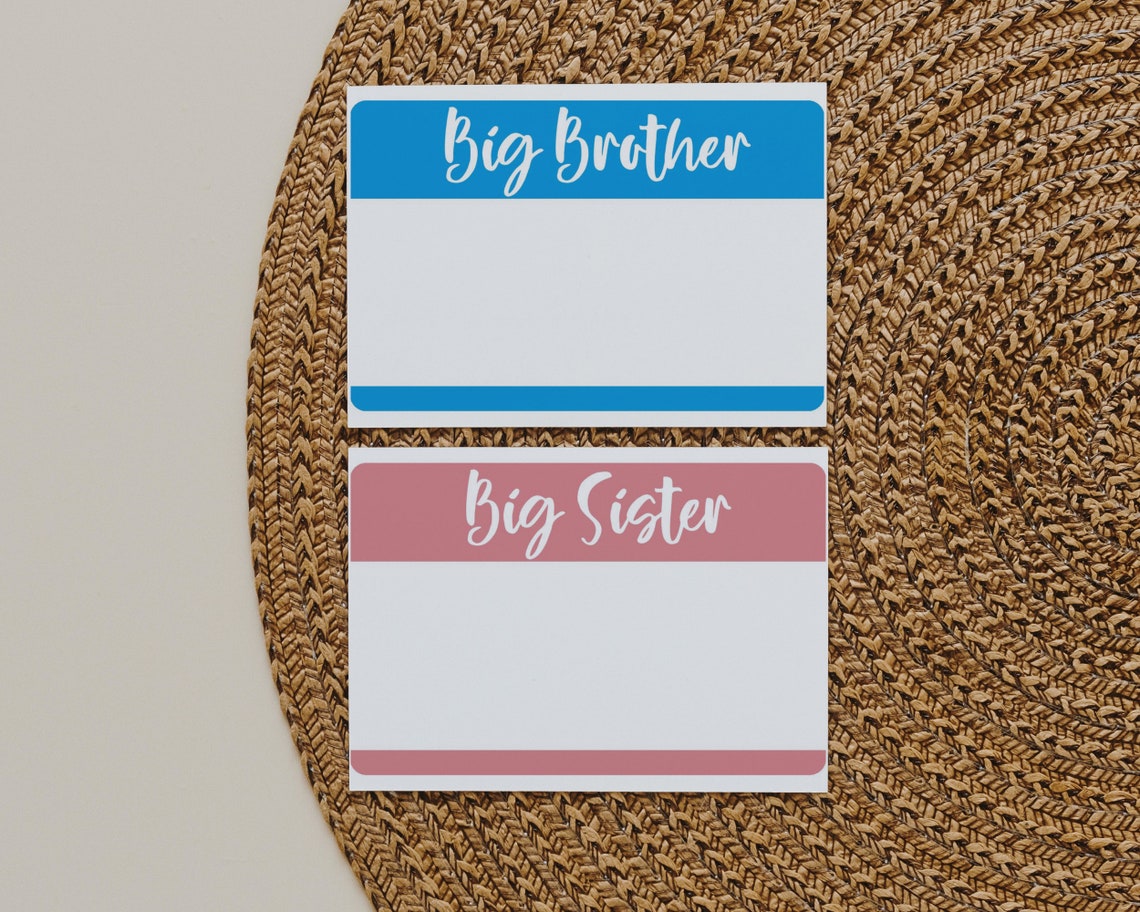 Big Brother Big Sister Baby Name Tag Baby Announcement - Etsy