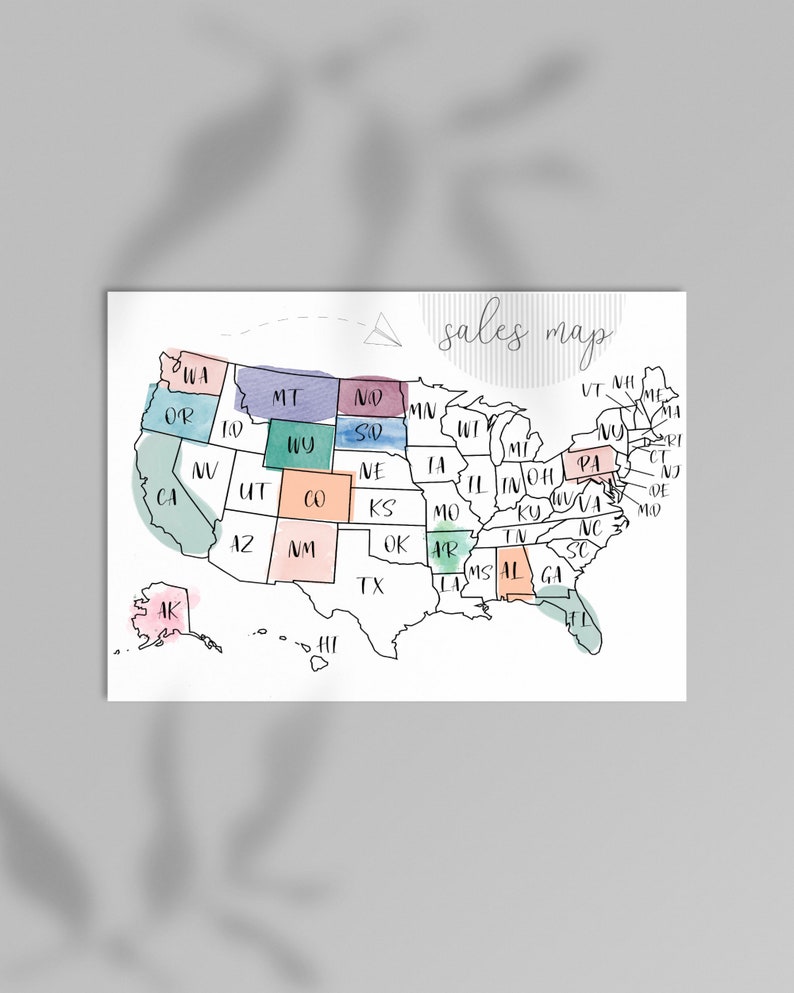 Sales Map United States Map Sales Tracker US Map Print - Etsy